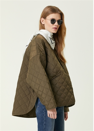 Toteme Kadın Yeşil Bisiklet Yaka Kapitoneli Mont M EU