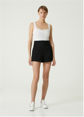 Beymen Club Kadın Siyah Yüksek Bel Pilili Gabardin Şort 36