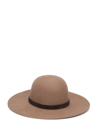 Catarzi Kadın Kamel Kemer Detaylı Yün Şapka Kahverengi 56 EU