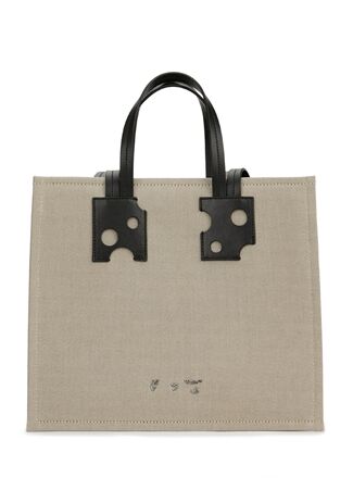 Off-White Kadın Bej Siyah Logolu Omuz Çantası EU