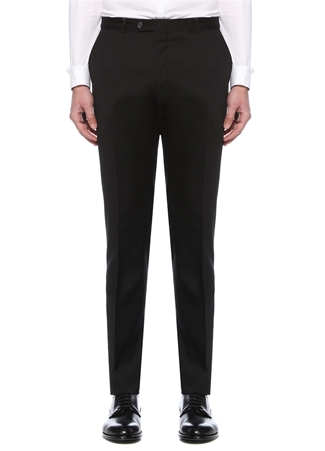 Pal Zileri Erkek Siyah Normal Bel Dar Paça Yün Pantolon 44 IT