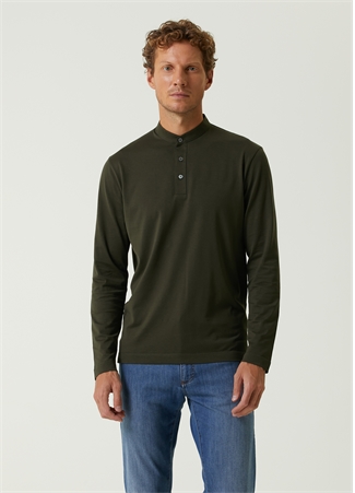 Canali Erkek Koyu Yeşil Hakim Yaka Uzun Kol T-shirt 54 IT Canali Erkek Koyu Yeşil Hakim Yaka Uzun Kol T-shirt 54 IT