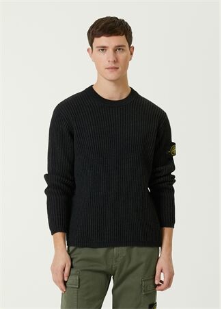 Stone Island Erkek Antrasit Yün Kazak Gri M EU