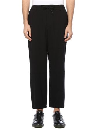 Juun.J Erkek Siyah Beli Kordonlu Boru Paça Yün Pantolon 44 IT