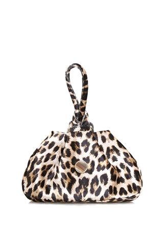 Mehry Mu Kadın Agatha Wristlet Leoparlı Drapeli El Çantası Kahverengi EU