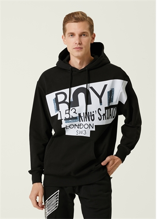 Boy London Erkek Siyah Kapüşonlu Karışık Logo Baskılı Sweatshirt S EU Boy London Erkek Siyah Kapüşonlu Karışık Logo Baskılı Sweatshirt S EU