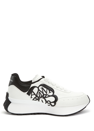 Alexander Mcqueen Kadın Beyaz Siyah Logolu Deri Sneaker 36 Eu Alexander Mcqueen Kadın Beyaz Siyah Logolu Deri Sneaker 36 Eu