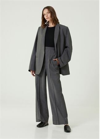 Toteme Kadın Gri Bol Paça Yün Pantolon 38 IT Toteme Kadın Gri Bol Paça Yün Pantolon 38 IT