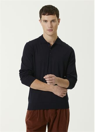 Z Zegna Erkek Lacivert Polo Yaka Yün Triko L IT Z Zegna Erkek Lacivert Polo Yaka Yün Triko L IT