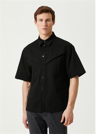 Bottega Veneta Erkek Siyah Dekoratif Dikişli Gömlek 46 IT