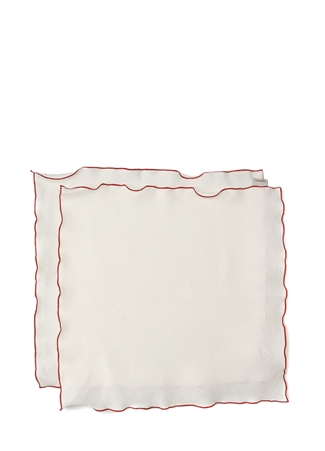 Coral&Co. Studio Beyaz 2li Volanlı Keten Peçete Seti Çok Renkli