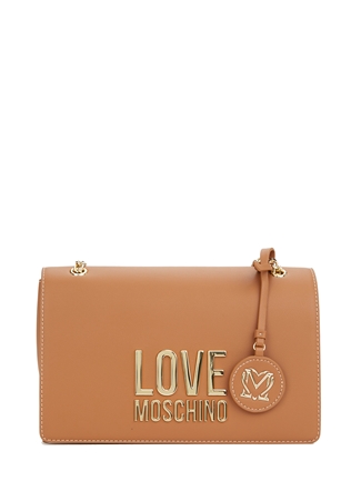 Love Moschino Kadın Camel Logolu Omuz Çantası Kahverengi EU