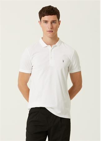 Allsaints Erkek Saints Beyaz Polo Yaka T-shirt S EU