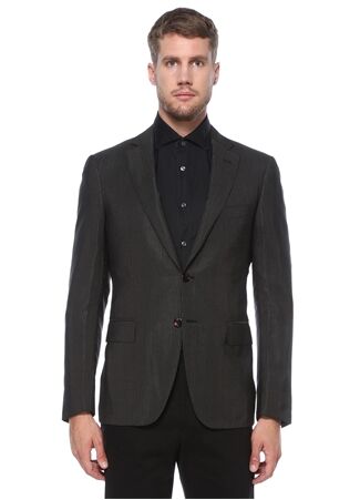 Pal Zileri Erkek Siyah Kelebek Yaka Dokulu Yün Ceket 50 IT