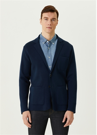 Boglioli Erkek Lacivert Triko Ceket Mavi L EU