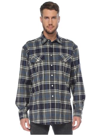 Etro Erkek Gri Mavi İngiliz Yaka Ekoseli Gömlek 38 IT