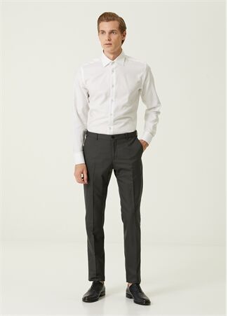 Palzileri Lab Erkek Koyu Gri Çizgili Yün Pantolon 48 IT