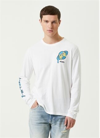 Allsaints Erkek High Five Beyaz Bisiklet Yaka Uzun Kol T-shirt XS EU