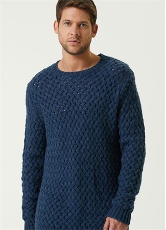 Palzileri Lab Erkek Lacivert Saç Örgü Dokulu Kazak 50 IT