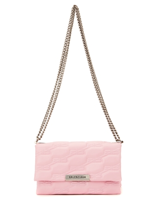Balenciaga Kadın Pembe Logo Dokulu Deri Çanta Eu Balenciaga Kadın Pembe Logo Dokulu Deri Çanta Eu