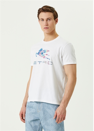 Etro Erkek Beyaz Bisiklet Yaka Logolu T-shirt XXL EU Etro Erkek Beyaz Bisiklet Yaka Logolu T-shirt XXL EU