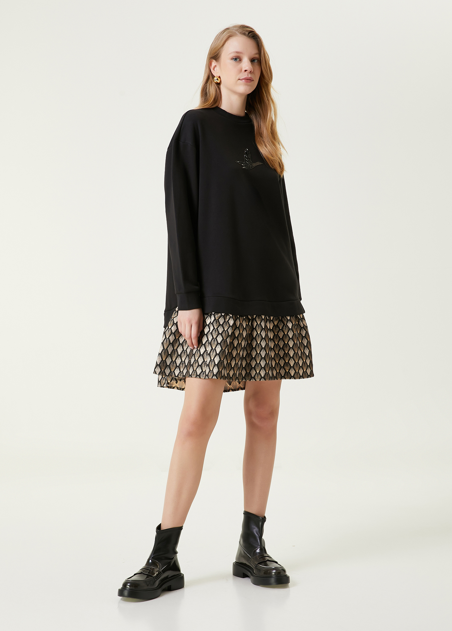 Beymen Club - Black Brocade Detailed Mini Dress - Black