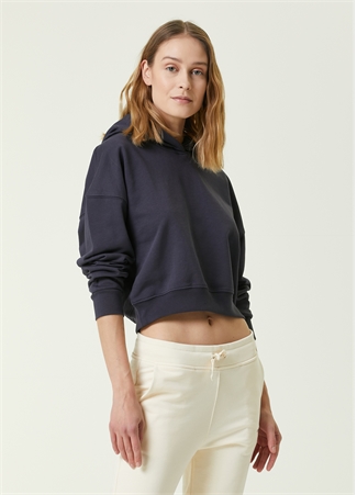 SimpleQloth Kadın Lacivert Kapüşonlu Crop Sweatshirt XS EU SimpleQloth Kadın Lacivert Kapüşonlu Crop Sweatshirt XS EU