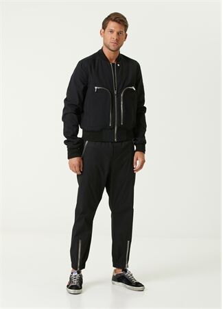 Rick Owens Erkek Siyah Beli Kordonlu Paçaları Fermuarlı Pantolon 48 IT