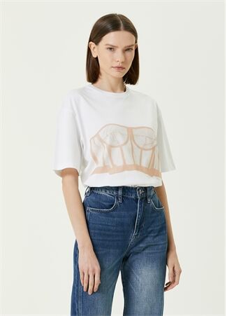 Alexander McQueen Kadın Beyaz Bisiklet Yaka Korse Baskılı T-shirt 42 IT