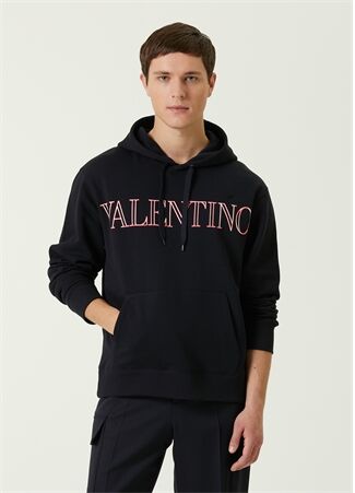 Valentino Erkek Siyah Kapüşonlu Logolu Sweatshirt S EU