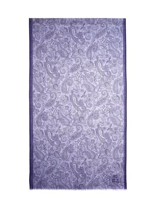 Etro Kadın Mavi Etnik Desenli Kaşmir Şal EU