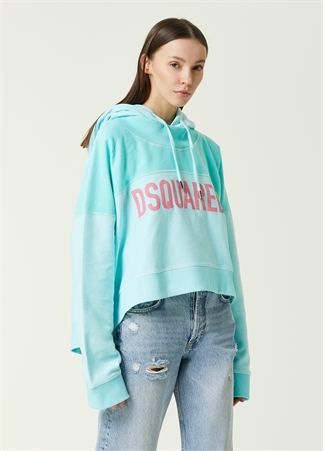 Dsquared2 Kadın Turkuaz Kapüşonlu Logolu Sweatshirt Mavi XS EU Dsquared2 Kadın Turkuaz Kapüşonlu Logolu Sweatshirt Mavi XS EU