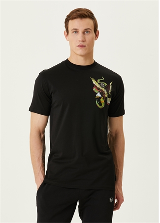 Philipp Plein Erkek Siyah Taşlı Figür İşlemeli T-shirt L EU