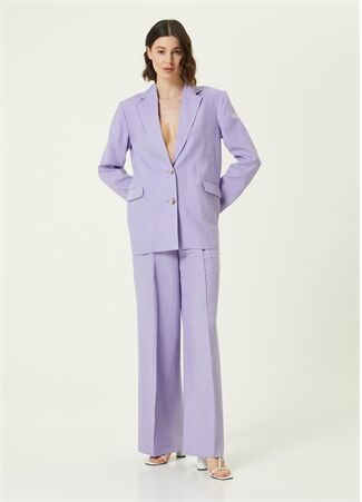 Loulou Studio Kadın Lila Keten Pantolon Mor Xs Eu