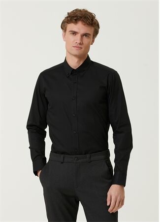 Beymen Club Erkek Slim Fit Siyah Poplin Gömlek S