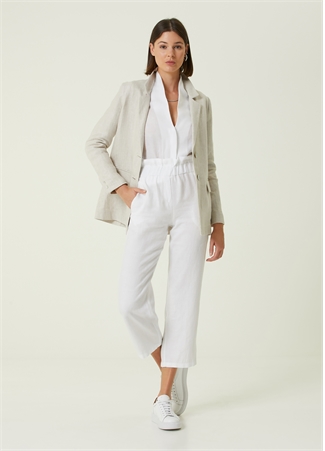 Dor Raw Luxury Kadın The Present Beyaz V Yaka Keten Gömlek S EU