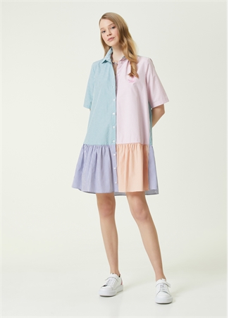 Beymen Club Kadın Colorblocked Çizgili Kuş Logolu Mini Gömlek Elbise 34 Beymen Club Kadın Colorblocked Çizgili Kuş Logolu Mini Gömlek Elbise 34