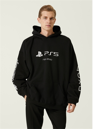 Balenciaga Erkek Siyah Kapüşonlu Yazı Baskılı Sweatshirt L EU Balenciaga Erkek Siyah Kapüşonlu Yazı Baskılı Sweatshirt L EU