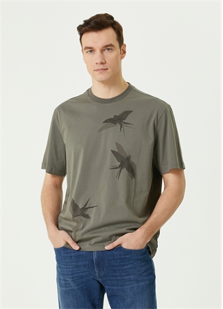Z Zegna Erkek Haki Figür Desenli T-shirt Yeşil L It Z Zegna Erkek Haki Figür Desenli T-shirt Yeşil L It