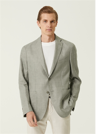 Pal Zileri Erkek Yeşil Kelebek Yaka Desenli Keten Ceket 50 IT Pal Zileri Erkek Yeşil Kelebek Yaka Desenli Keten Ceket 50 IT