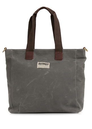Outpost Erkek Raw Antrasit Logolu Alışveriş Çantası Gri EU