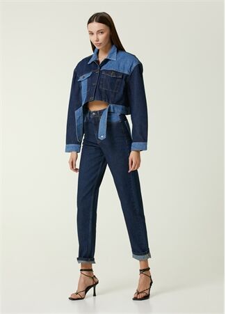 Rotate Birger Christensen Kadın Betty Straight Fit Lacivert Jean Pantolon 26 IT