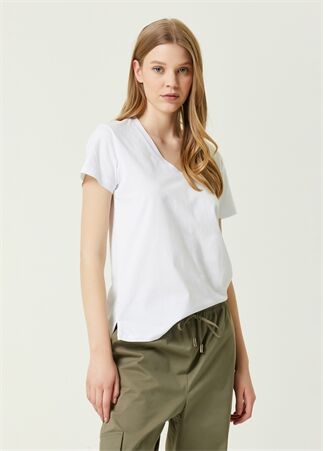 Beymen Club Kadın Beyaz V Yaka Dökümlü T-shirt S EU