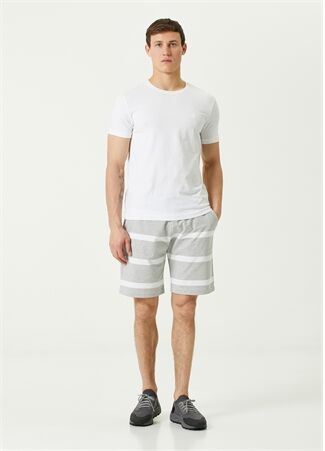 Canali Erkek Gri Çizgi Desenli Şort 50 IT