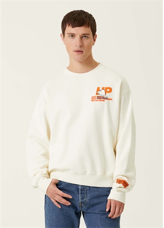 Heron Preston Erkek Ekru Logo Detaylı Sweatshirt Bej S EU Heron Preston Erkek Ekru Logo Detaylı Sweatshirt Bej S EU