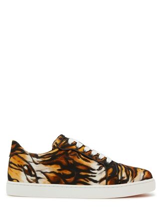 Christian Louboutin Kadın Vieira Orlato Kaplan Desenli Sneaker Kahverengi 4 EU