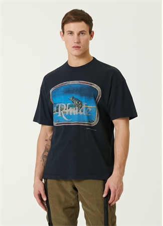 Rhude Erkek Siyah Logo Baskılı Figür Detaylı T-shirt S EU Rhude Erkek Siyah Logo Baskılı Figür Detaylı T-shirt S EU