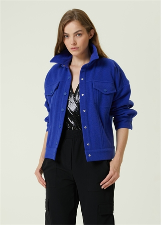 Beymen Club Kadın Mavi Kaşe Trucker Ceket S Beymen Club Kadın Mavi Kaşe Trucker Ceket S