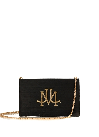 Jimba Kadın Rachel Siyah Logo Nakışlı İpek Omuz Çantası Eu