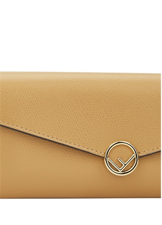 Fendi Kadın Taba Logo Detaylı Deri Cüzdan Turuncu EU